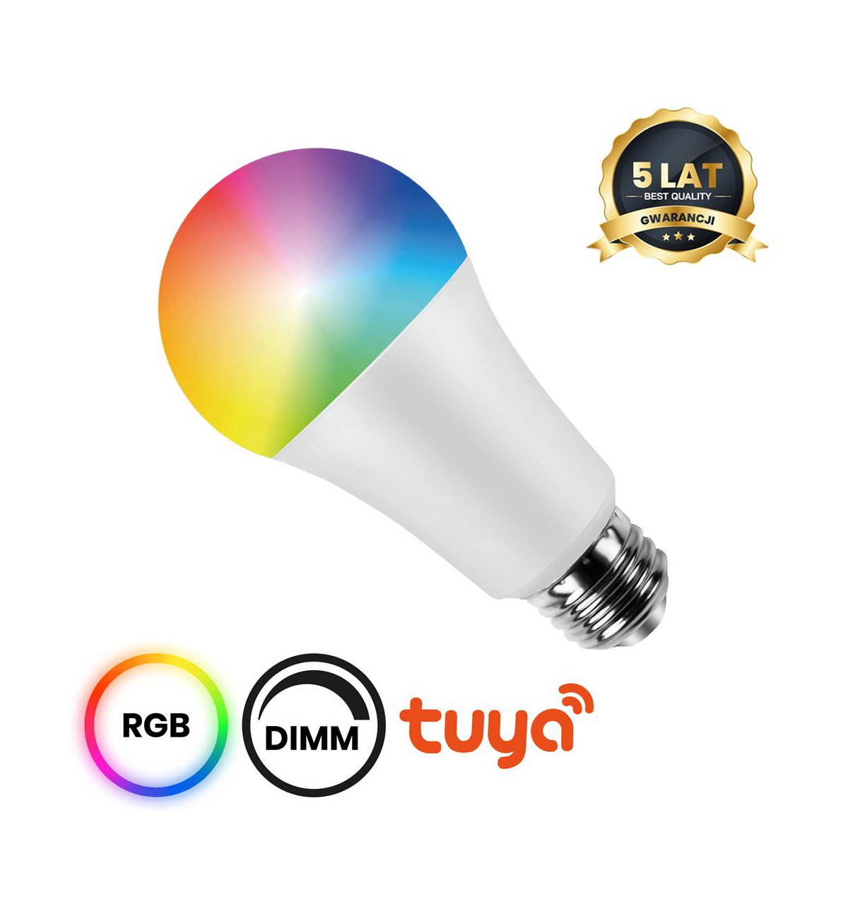 Żarówka Inteligentna RGB Smart LED E27, Wi-Fi, 8W, A60, Barwa Zmienna ...